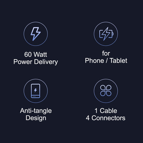 Awei 4-in-1 (60W) PD USB Type-C / Lightning / Charging Cable (1m)