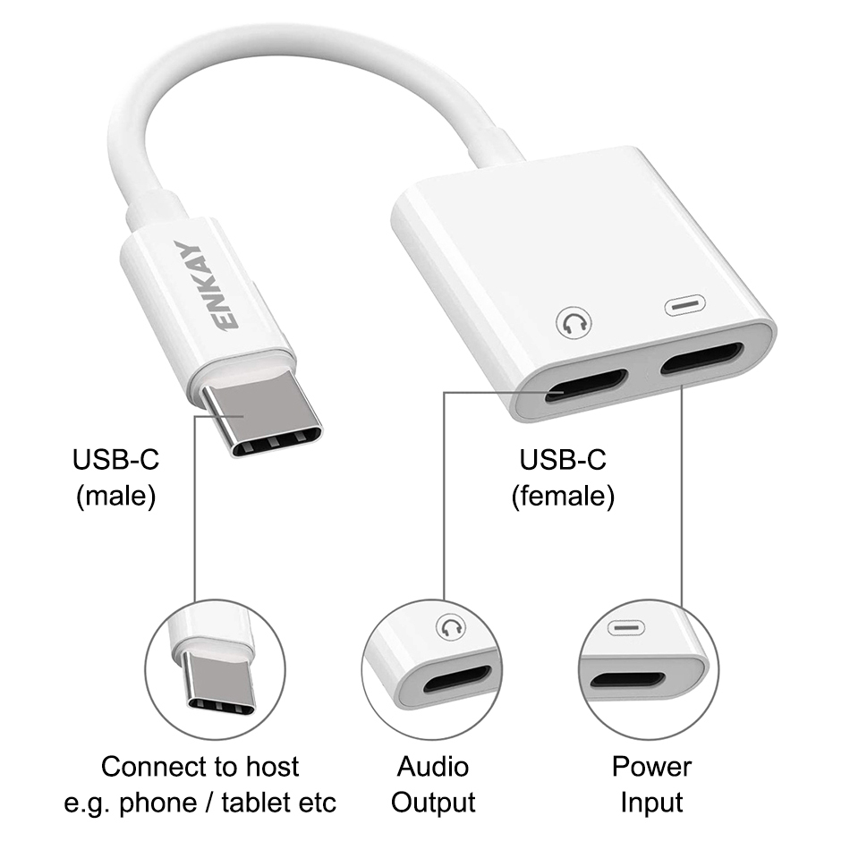 Enkay USB Type-C Audio Splitter Charging Adapter