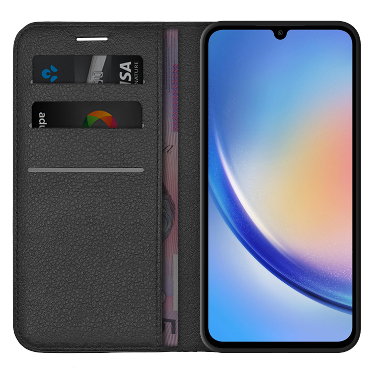 Leather Wallet Case for Samsung Galaxy A34 5G (Black)