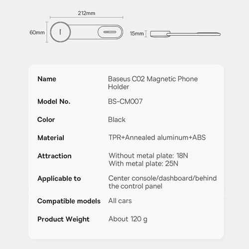 Baseus Tesla Dashboard Bendable Car Mount Magnetic Phone Holder