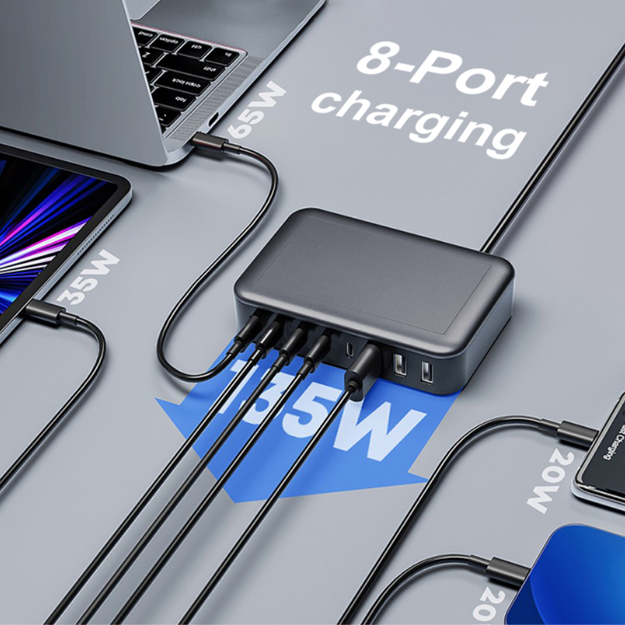 8-Port (135W) GaN II USB Type-C / PD 3.0 Charging Station