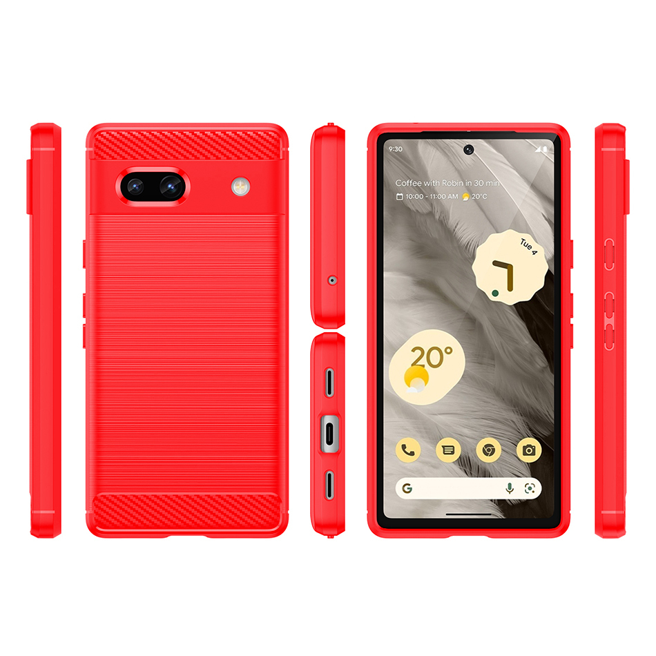 Flexi Slim Carbon Fibre Case for Google Pixel 7a (Red)