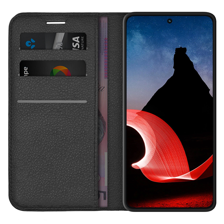 Leather Wallet Case for Motorola ThinkPhone 5G (Black)