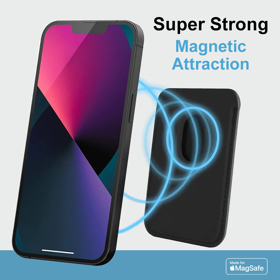 MagSafe Leather Wallet Card Case for iPhone 17 / 16 / 15 (Black)