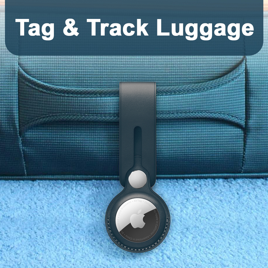 Leather Loop Luggage Tracker Holder for Apple AirTag (Blue)