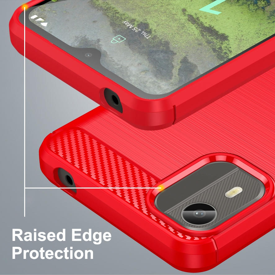 Flexi Slim Carbon Fibre Case for Nokia C12 (Red)