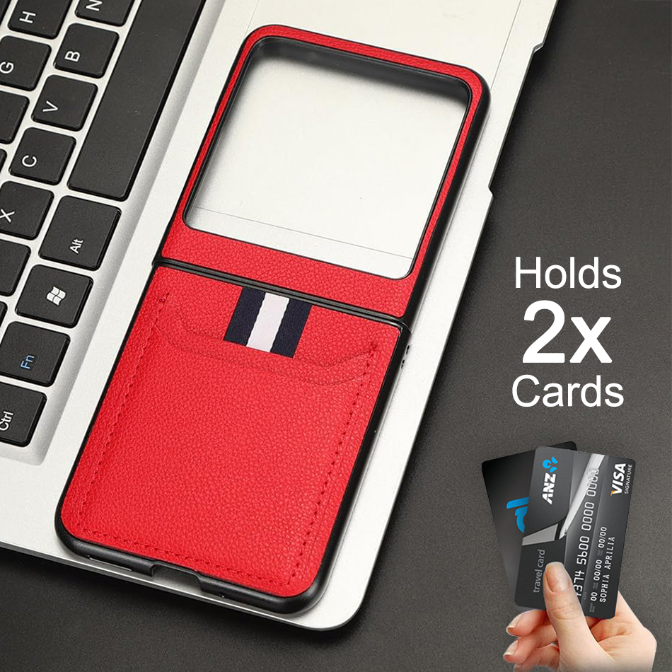 Wallet Case Card Holder Pouch for Motorola Razr 40 Ultra (Red)