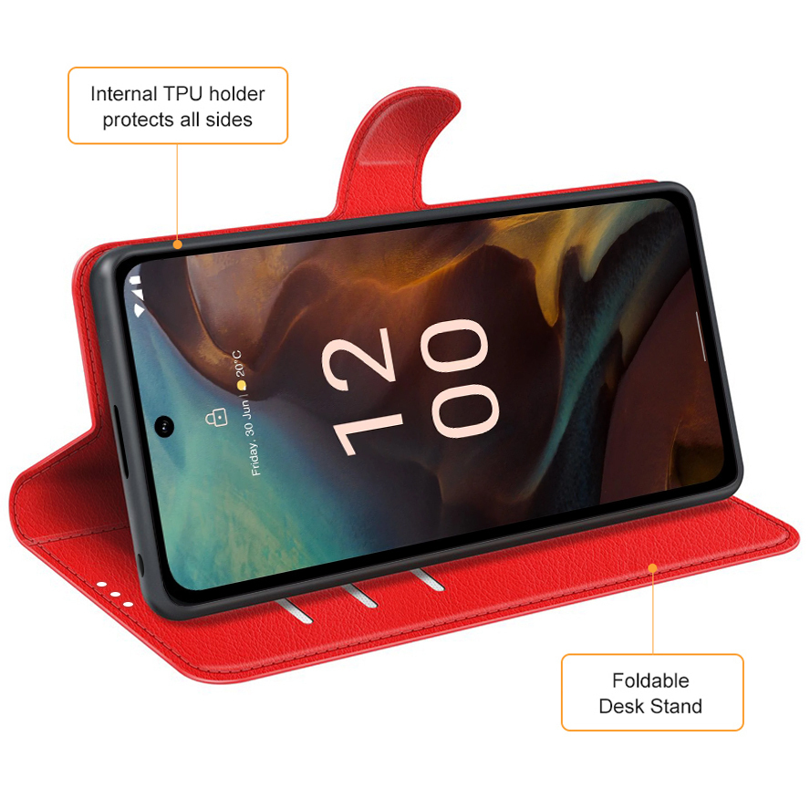 Leather Wallet Case for Nokia XR21 (Red)