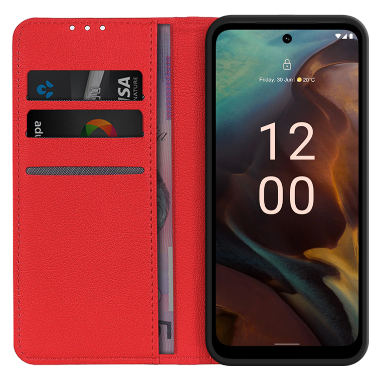 Leather Wallet Case for Nokia XR21 (Red)