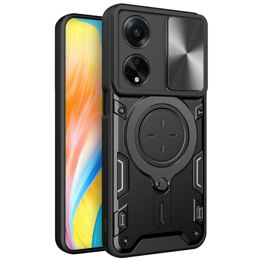 Heavy Shockproof Slide Camera Case for Oppo A98 5G (Black)