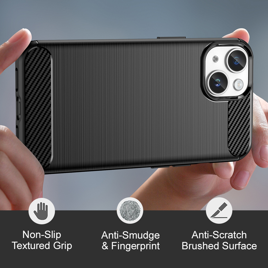 Flexi Slim Carbon Fibre Case for Apple iPhone 15 (Black)