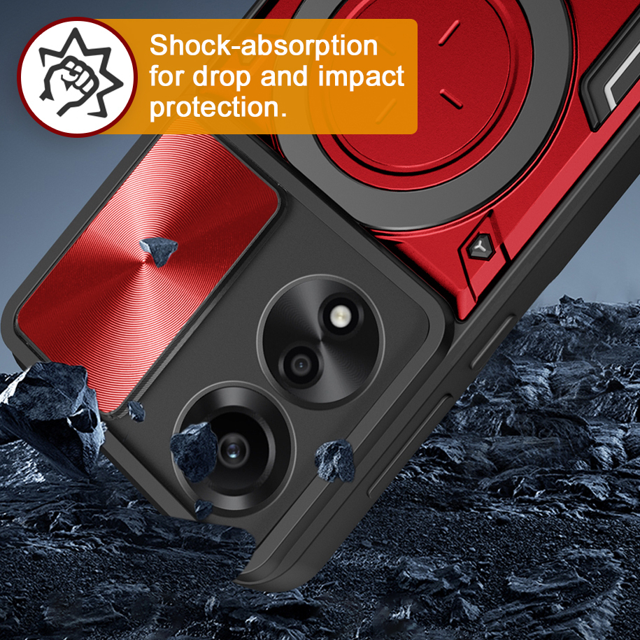 Heavy Duty Shockproof Case / Finger Ring for Oppo A78 4G (Red)