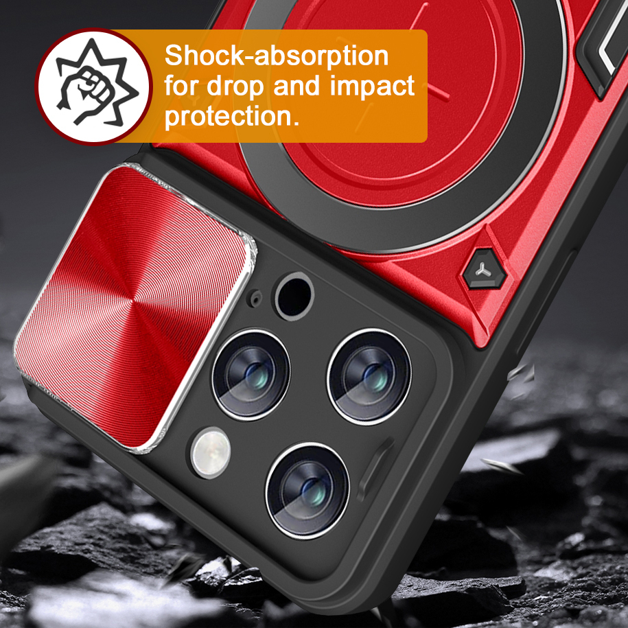 Slim Armour Tough Case / Finger Ring for iPhone 15 Pro (Red)