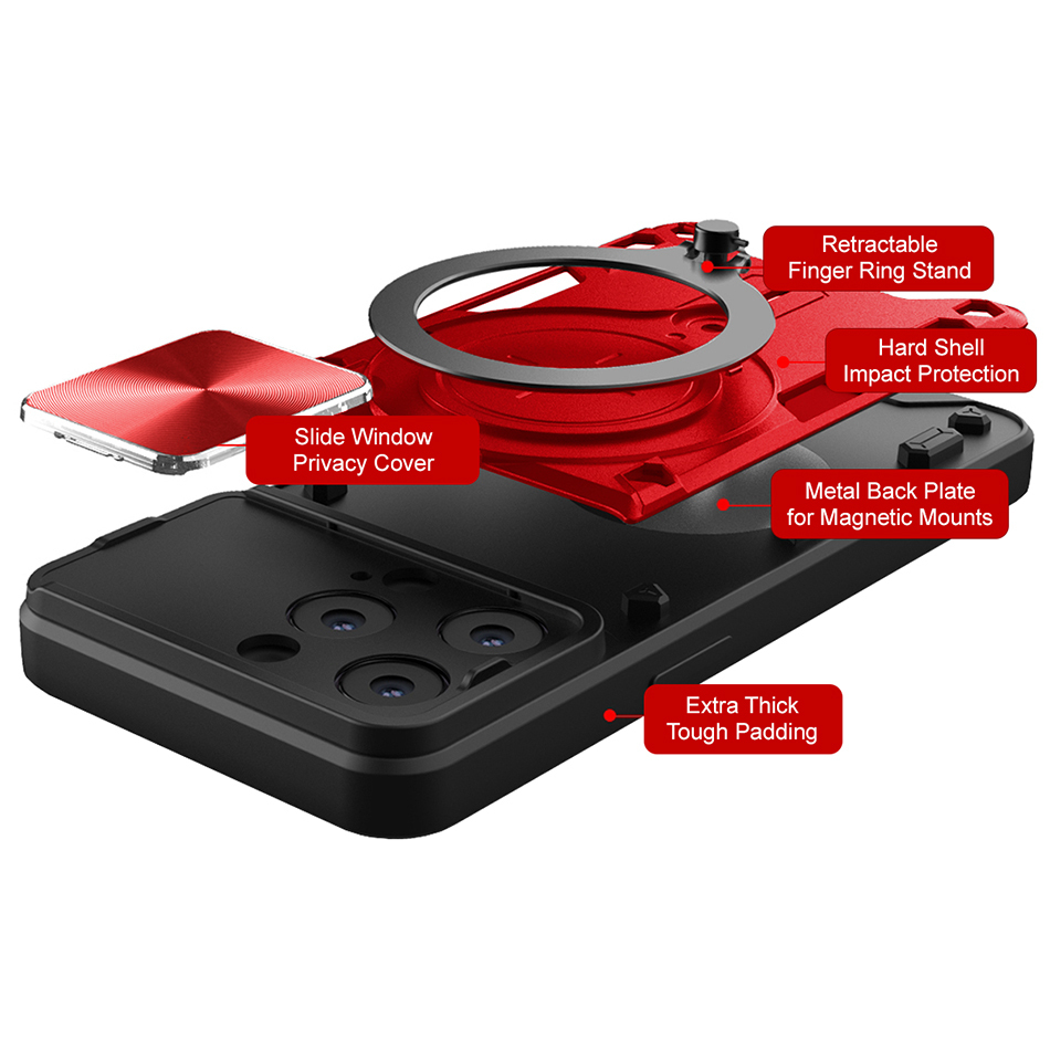 Slim Armour Tough Case / Finger Ring for iPhone 15 Pro (Red)