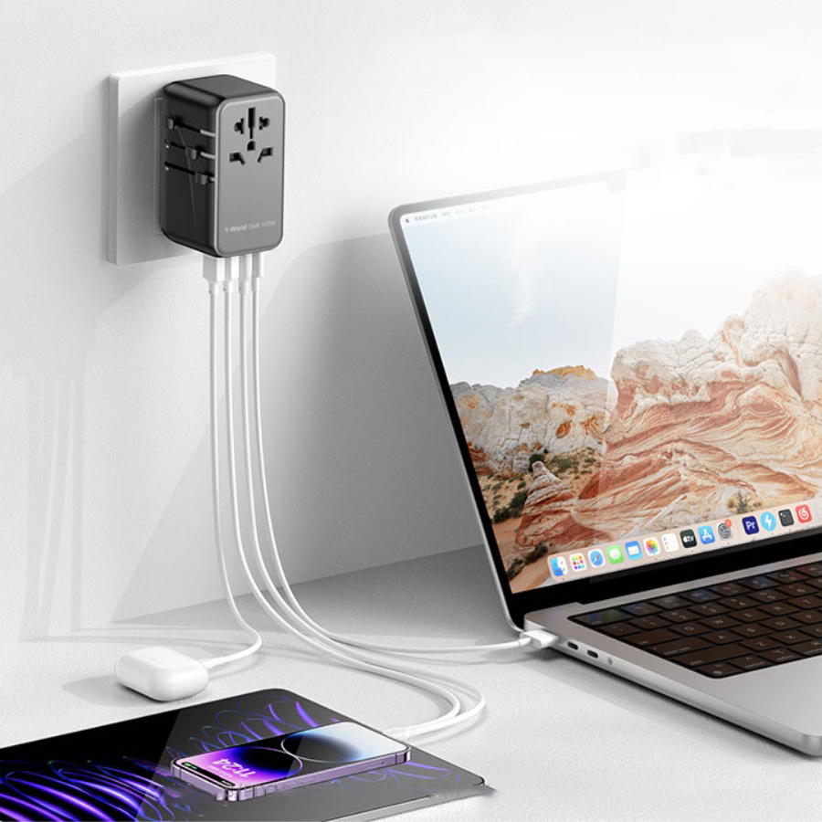Momax 1-World 100W GaN 4-Port USB Type-C Charger Travel Adapter