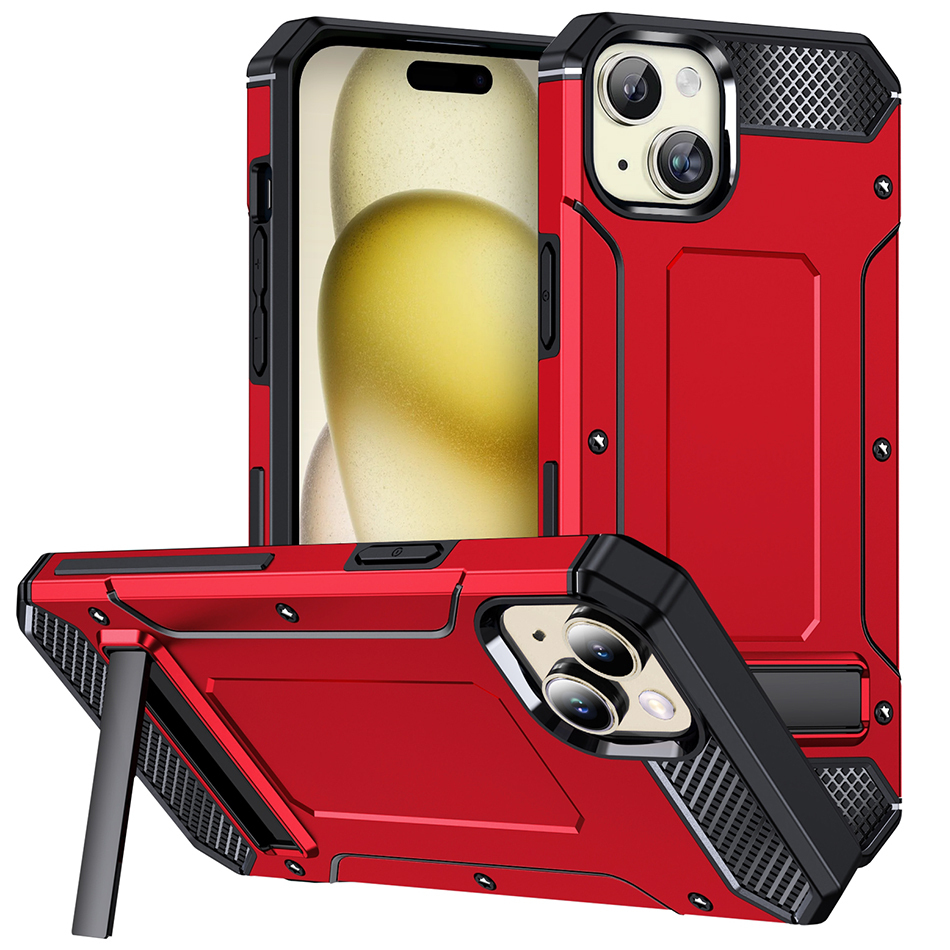 Military Defender Tough Case for Apple iPhone 15 Plus (Red)