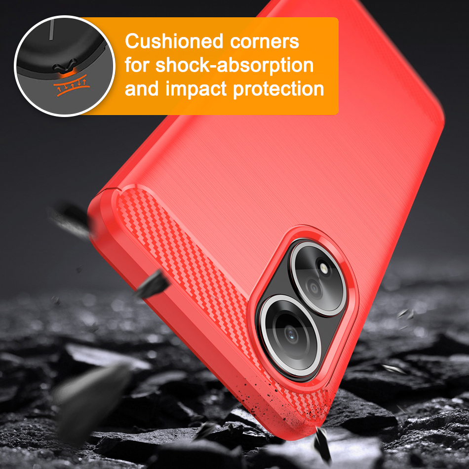 Flexi Slim Carbon Fibre Case for Oppo A58 4G (Red)