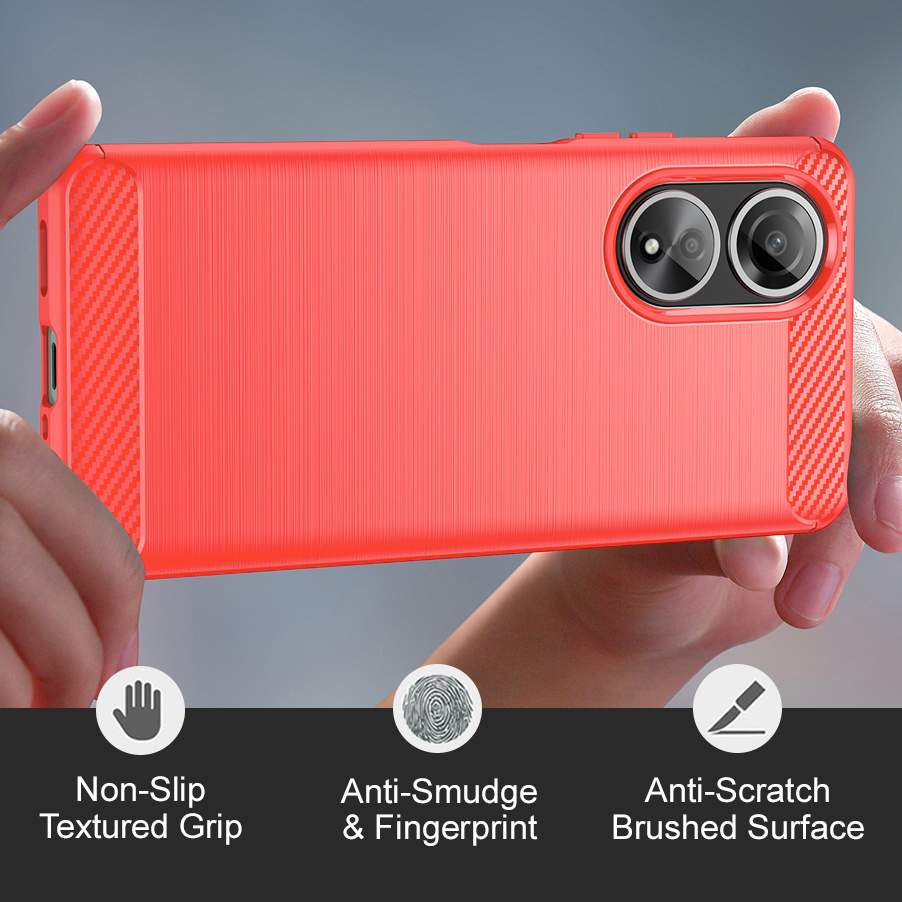 Flexi Slim Carbon Fibre Case for Oppo A58 4G (Red)