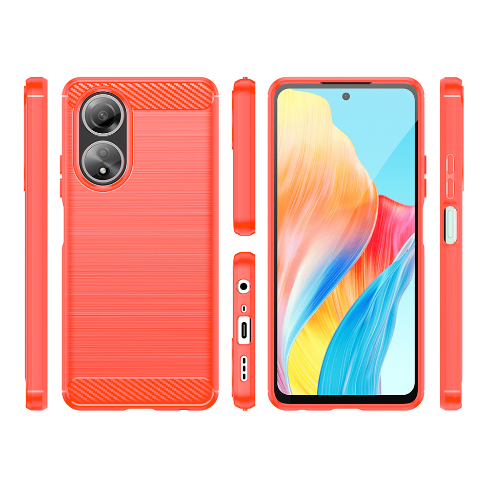 Flexi Slim Carbon Fibre Case for Oppo A58 4G (Red)