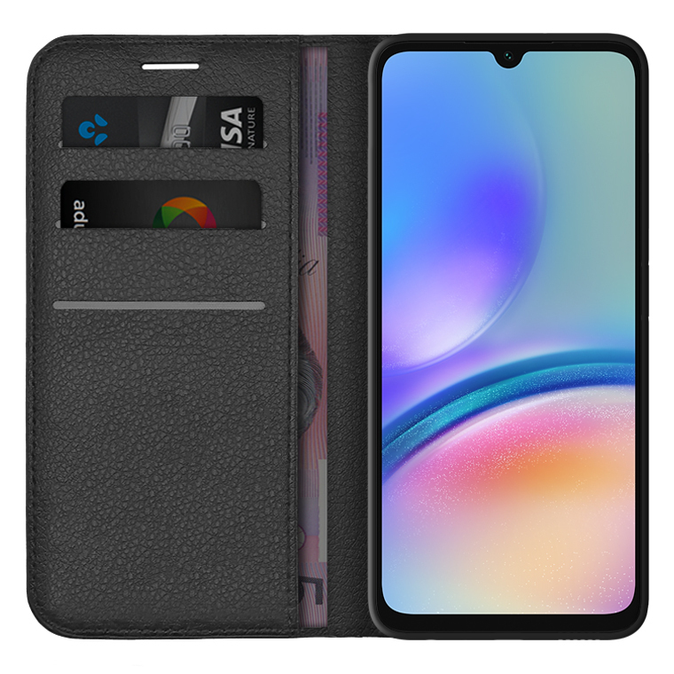 Leather Wallet Case for Samsung Galaxy A05s (Black)