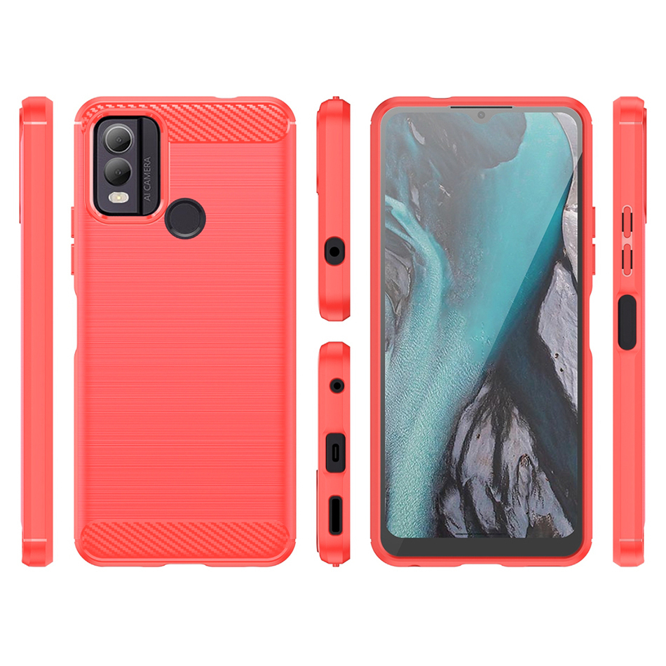 Flexi Slim Carbon Fibre Case for Nokia C22 (Red)