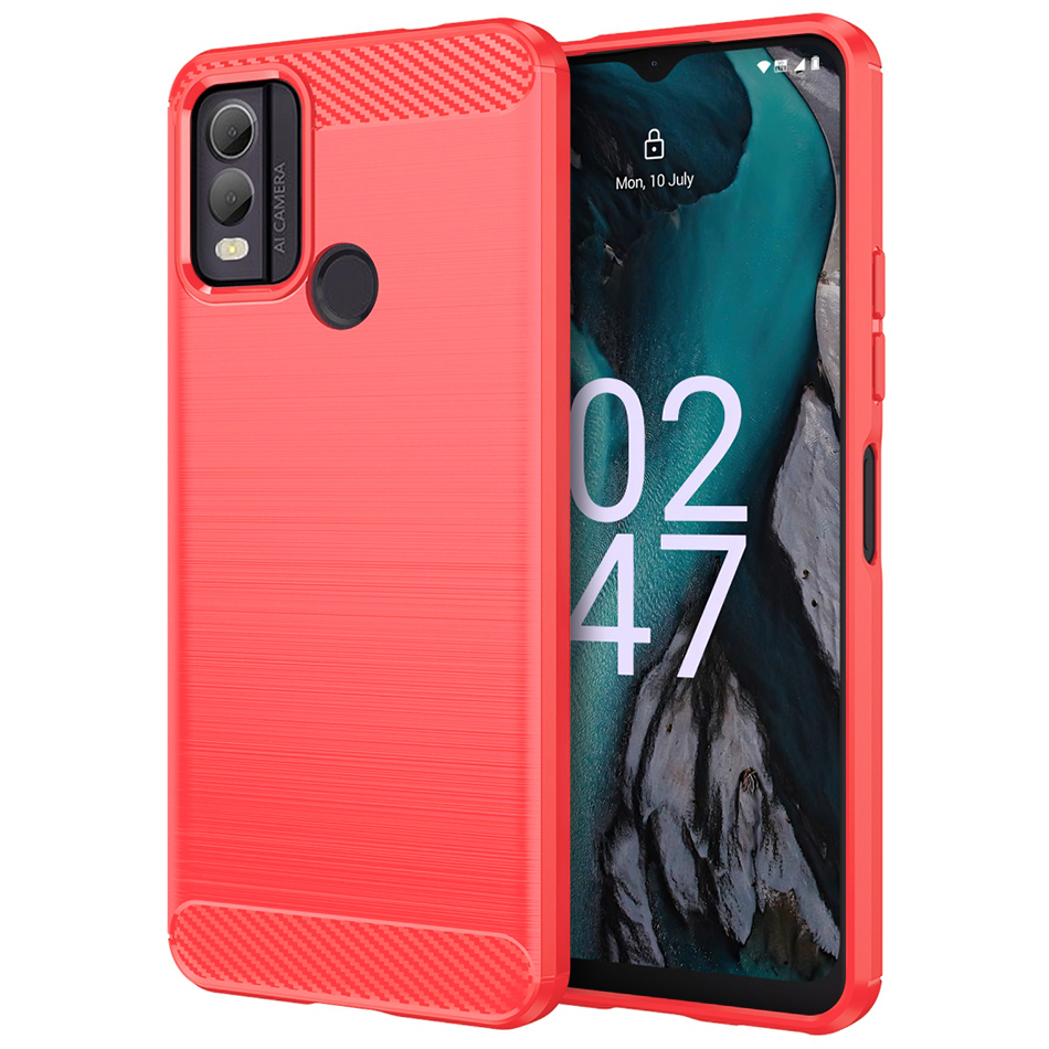 Flexi Slim Carbon Fibre Case for Nokia C22 (Red)