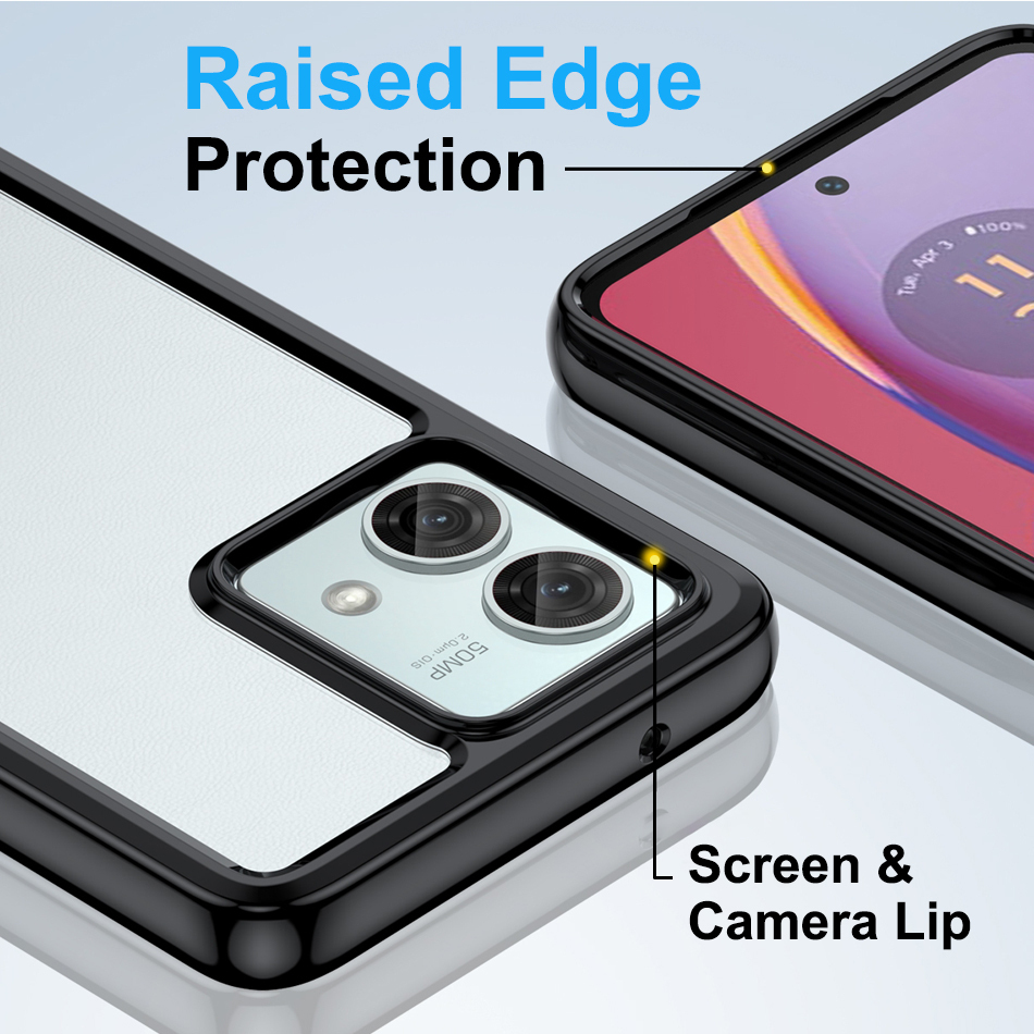 Hybrid Acrylic Shockproof Case for Motorola Moto G84 (Black)