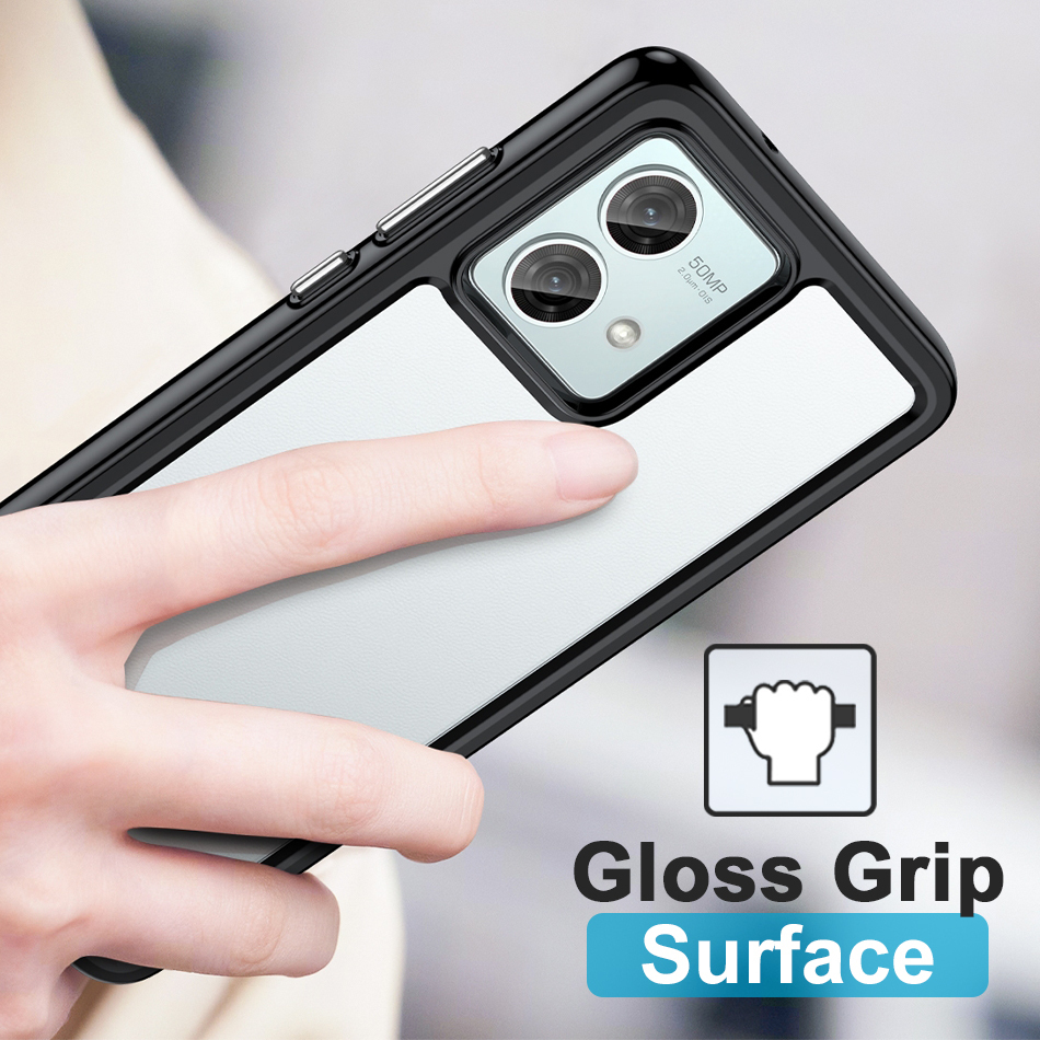 Hybrid Acrylic Shockproof Case for Motorola Moto G84 (Black)