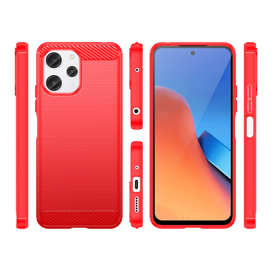 Flexi Slim Carbon Fibre Case for Xiaomi Redmi 12 (Red)