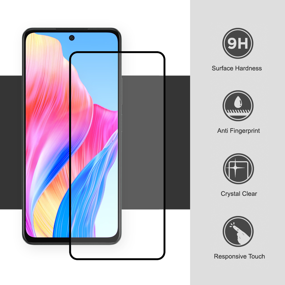 Full Coverage Tempered Glass Screen Protector for Oppo A58 4G