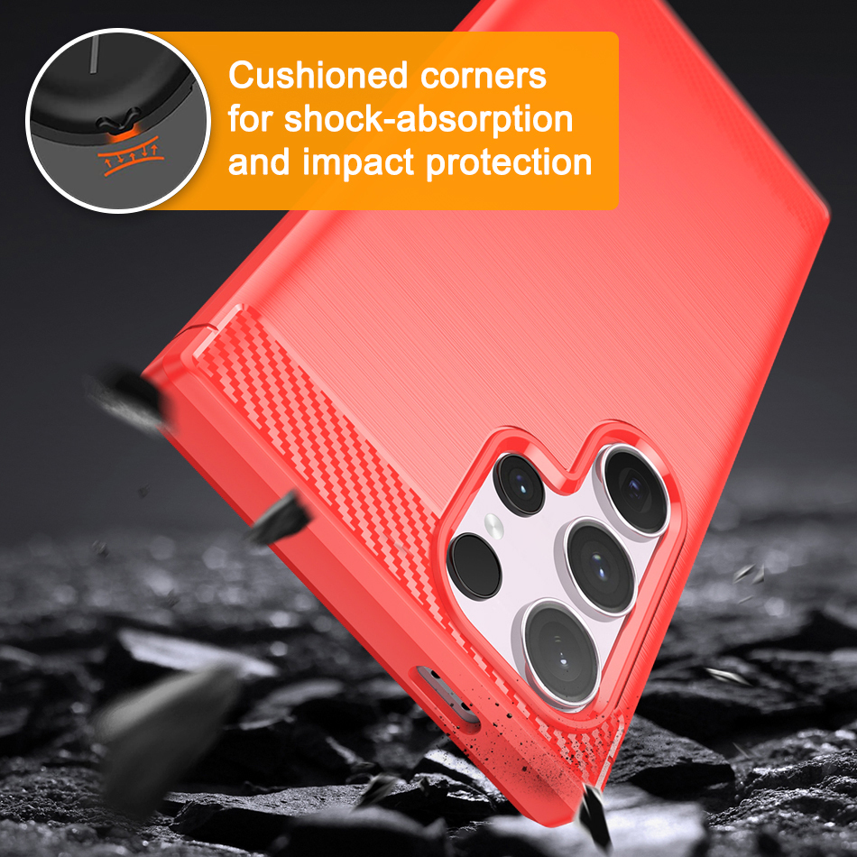 Flexi Slim Carbon Fibre Case for Samsung Galaxy S24 Ultra (Red)