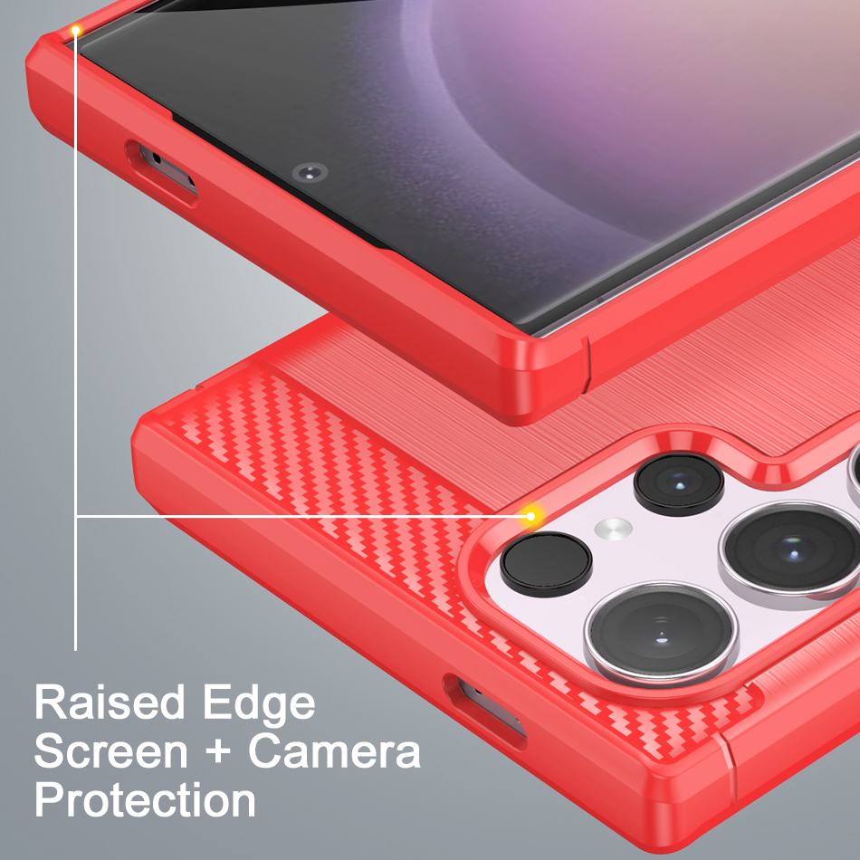 Flexi Slim Carbon Fibre Case for Samsung Galaxy S24 Ultra (Red)