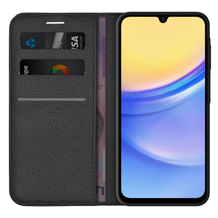 Leather Wallet Case for Samsung Galaxy A15 5G (Black)