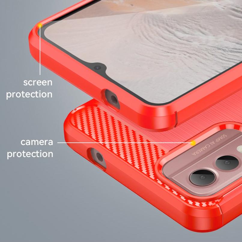 Flexi Slim Carbon Fibre Case for Nokia C32 (Red)
