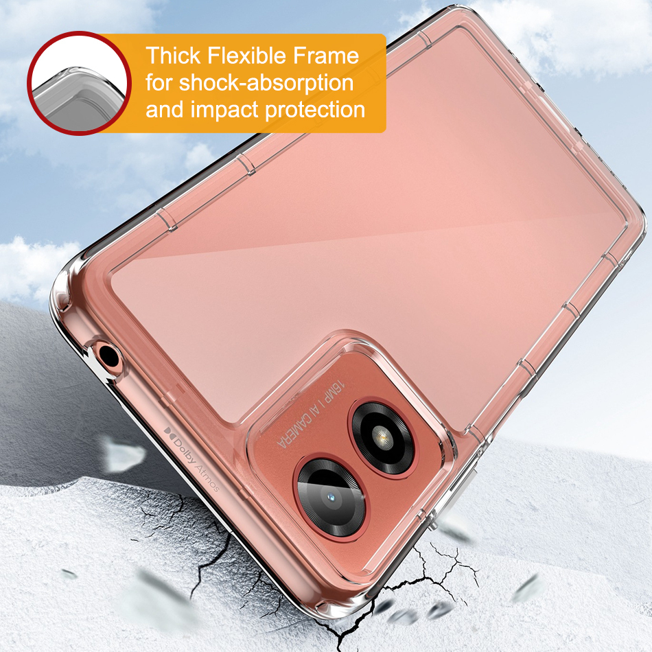 Hybrid Acrylic Shockproof Case for Motorola Moto G04 / G24 / E14 (Clear)