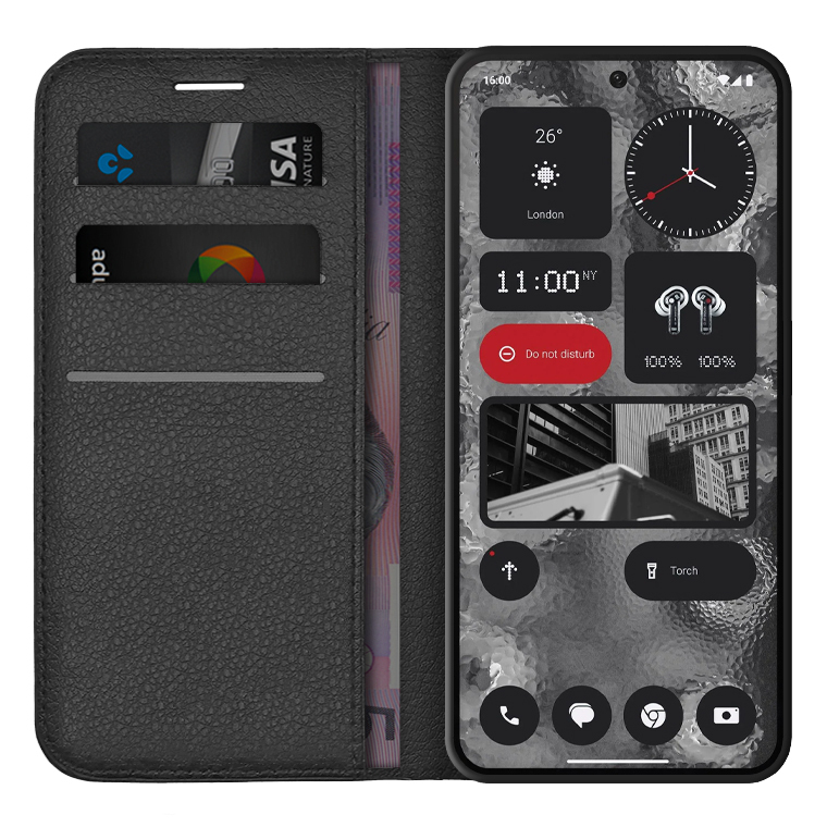 Leather Wallet Case for Nothing Phone (2) (Black)