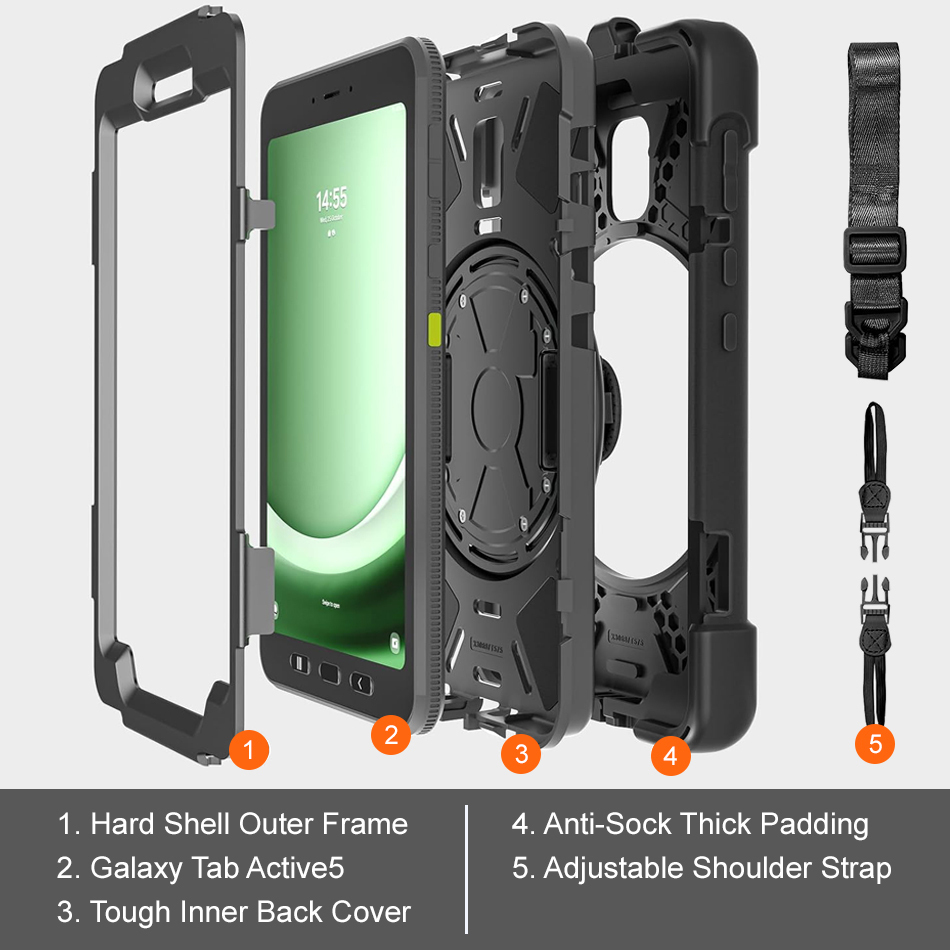 360 Hand Holder Shockproof Case for Samsung Galaxy Tab Active5