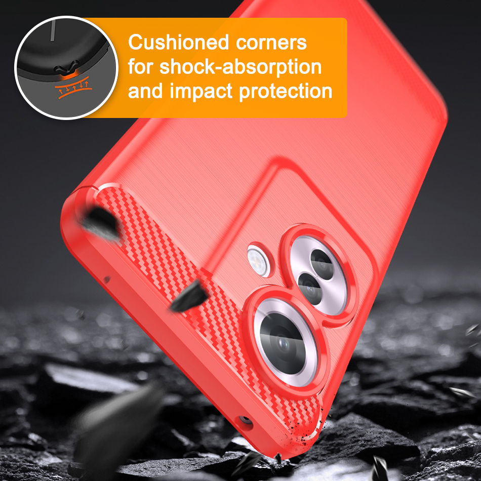 Flexi Slim Carbon Fibre Case for Oppo Reno11 F (Red)