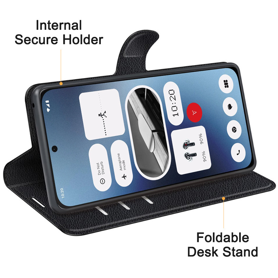 Leather Wallet Case for Nothing Phone (2a) Plus (Black)