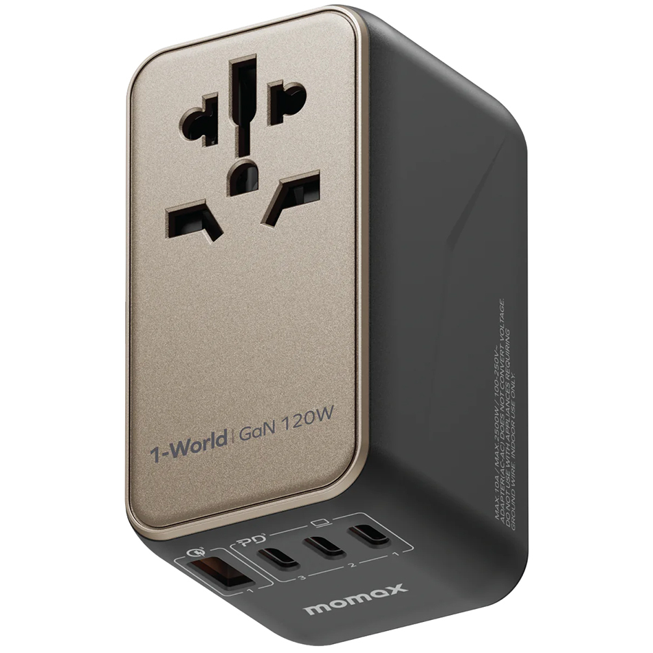 Momax 1-World 120W GaN 4-Port USB Type-C Charger Travel Adapter