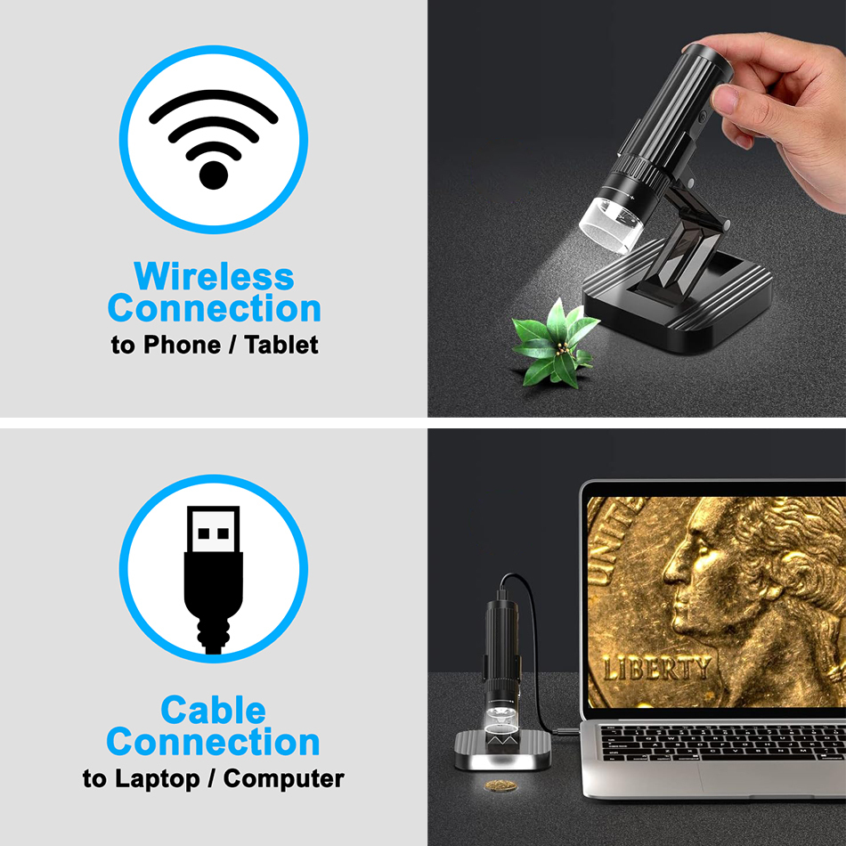 WiFi Wireless Digital Microscope Camera 50x-1000x Zoom for Phone