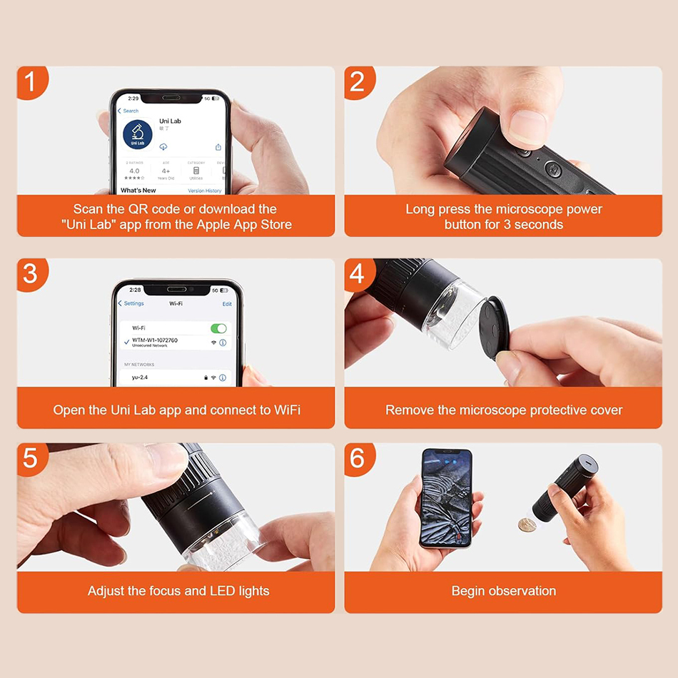 WiFi Wireless Digital Microscope Camera 50x-1000x Zoom for Phone