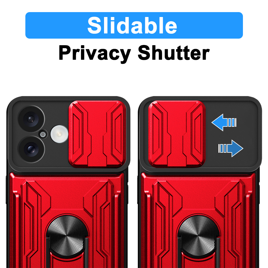 Heavy Duty Slide Case Card Holder for Apple iPhone 16 Plus (Red)