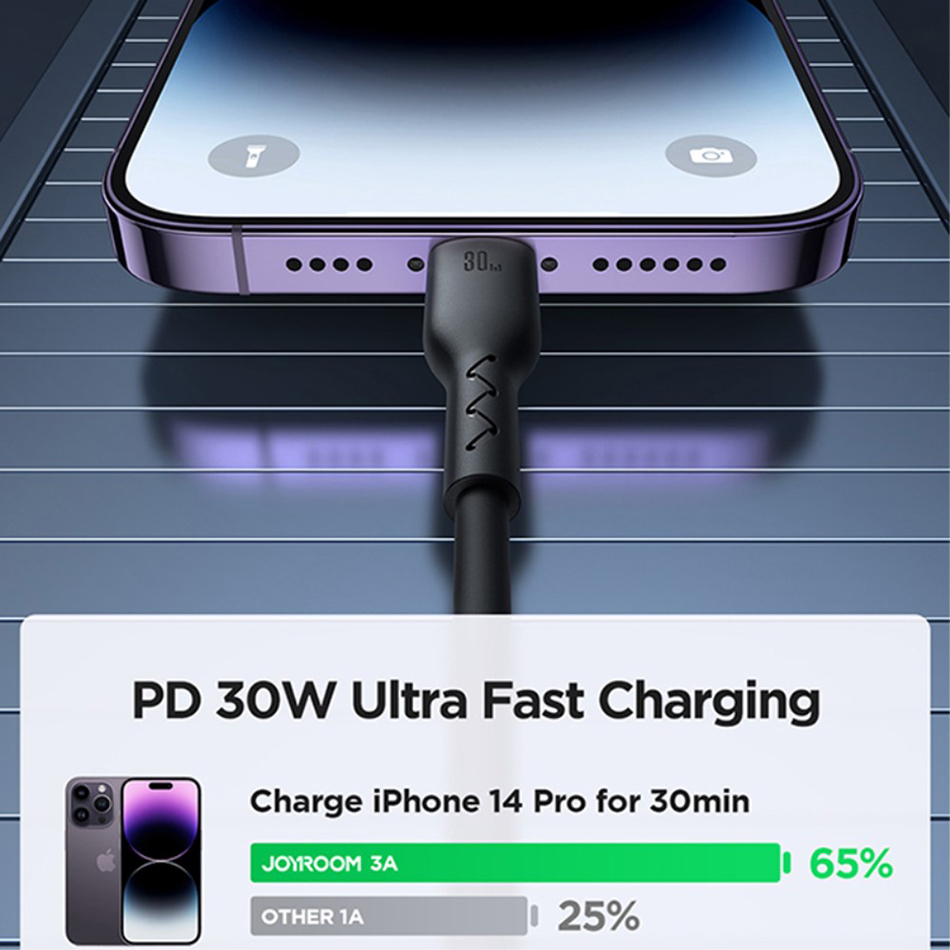Joyroom 30W Lightning to USB Type-C Coiled Charging Cable (1.5m)