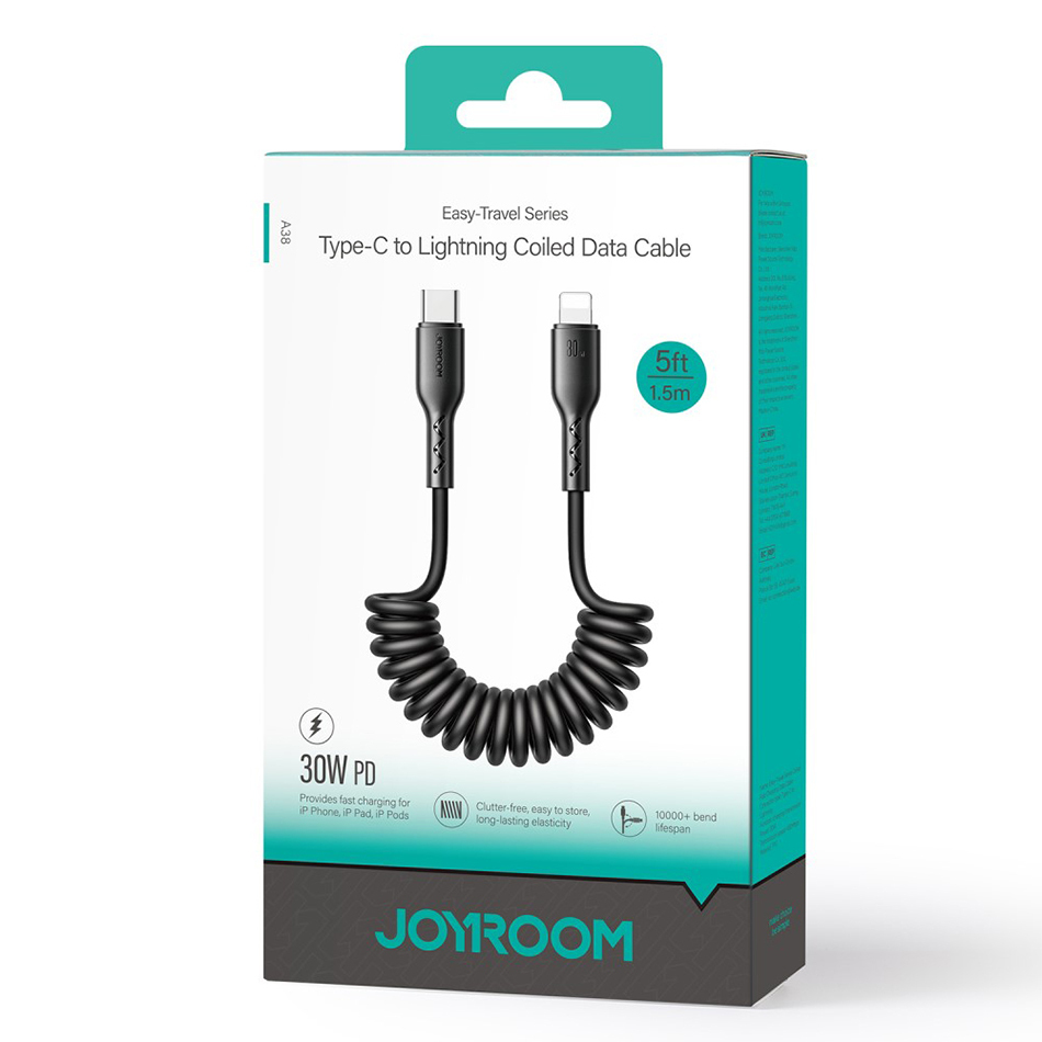 Joyroom 30W Lightning to USB Type-C Coiled Charging Cable (1.5m)