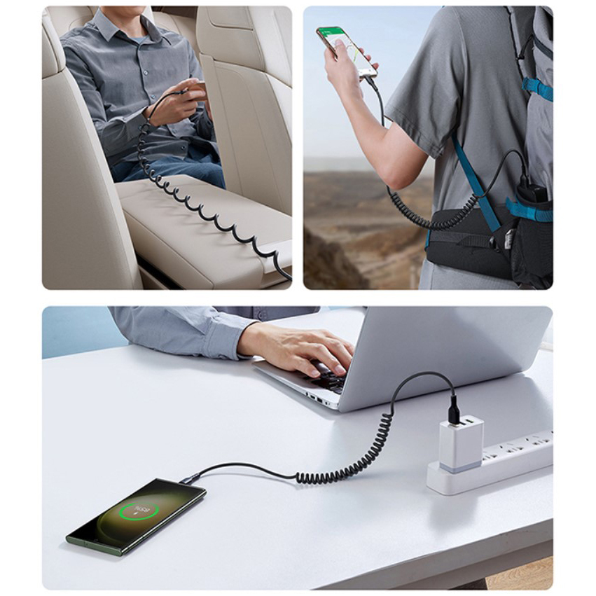 Joyroom 3A USB-A to Type-C Coiled Charging Cable 1.5m for Phone