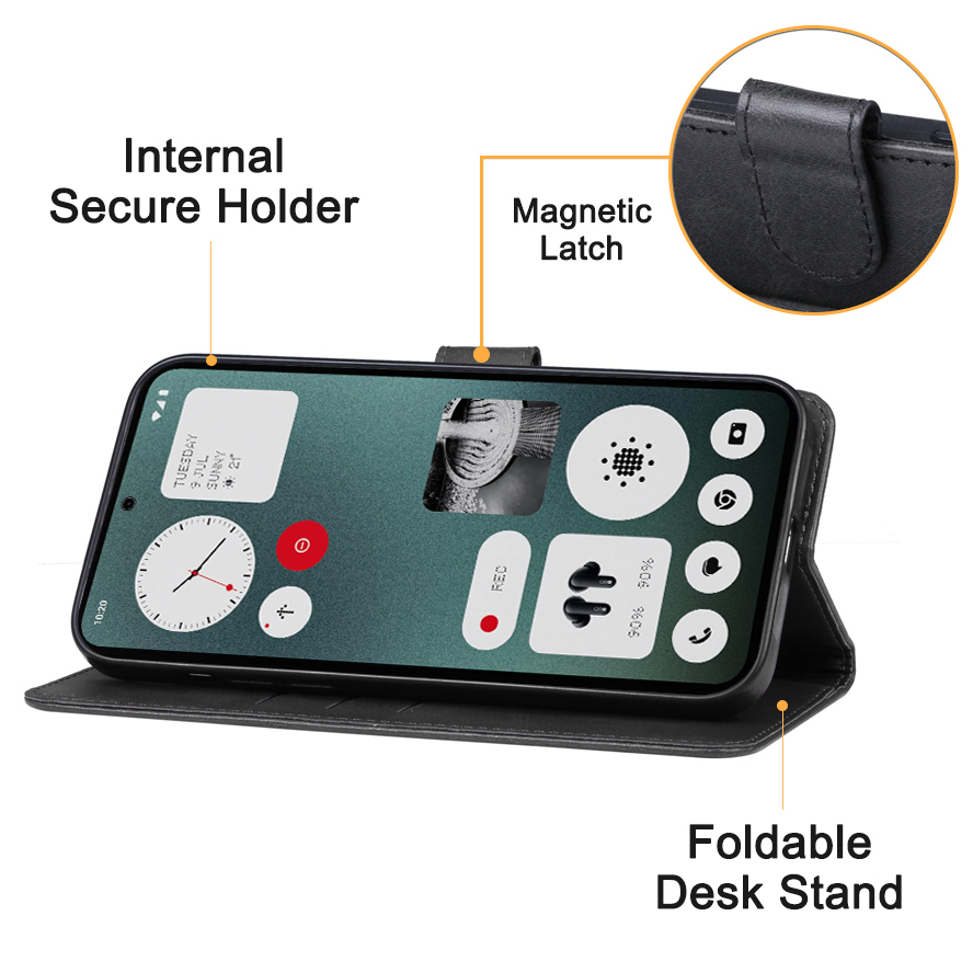 Leather Wallet Case for Nothing CMF Phone 1 (Black)