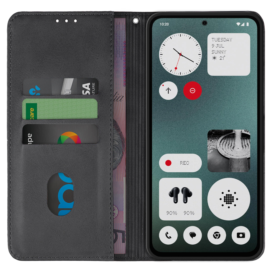 Leather Wallet Case for Nothing CMF Phone 1 (Black)