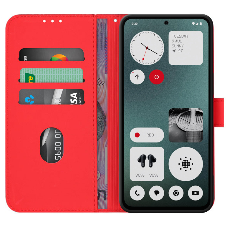Leather Wallet Case for Nothing CMF Phone 1 (Red)