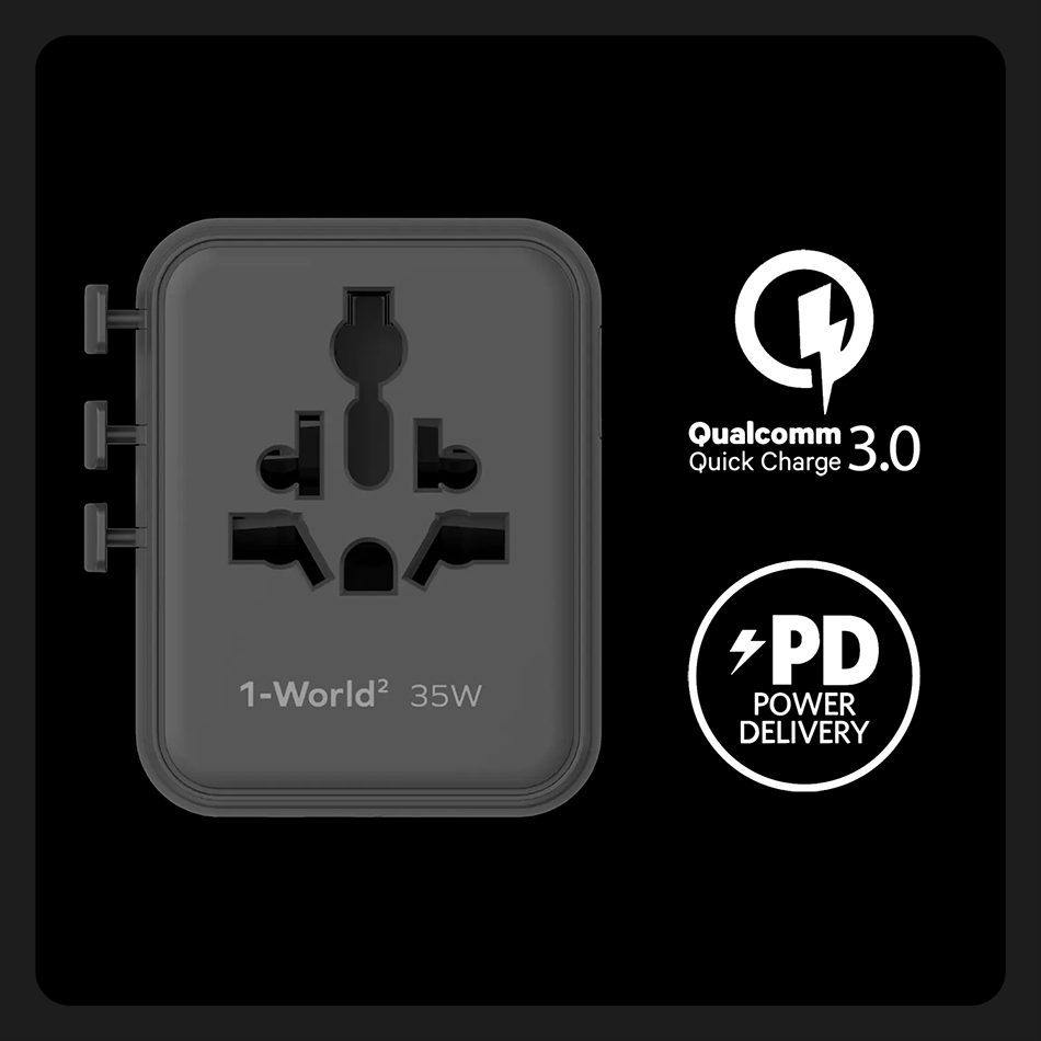 Momax 1-World 35W PD 5-Port USB Type-C Charger Travel Adapter